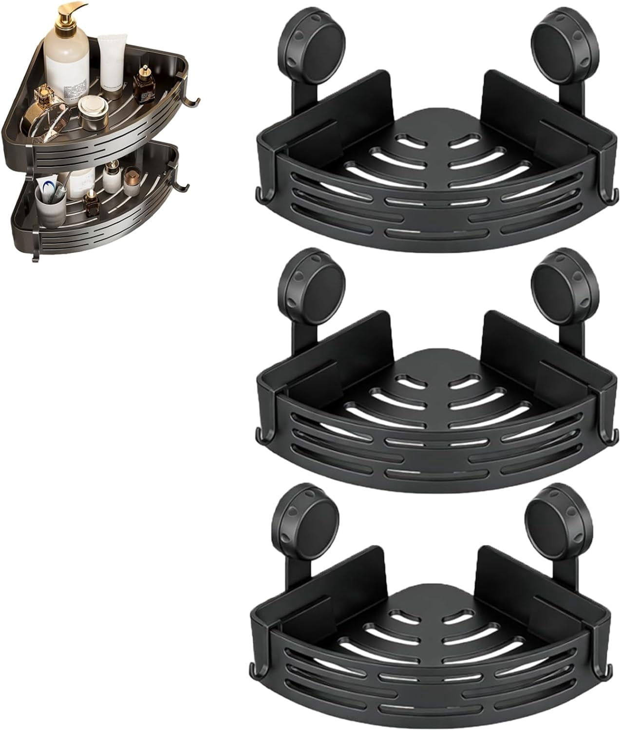 Triangle Suction Cup Shower Caddy, Corner Shower Caddies, No Drilling ...
