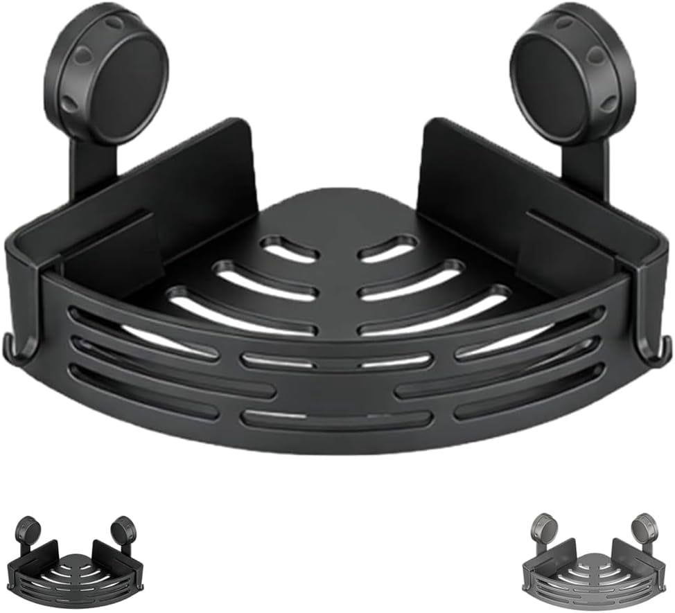Triangle Suction Cup Shower Caddy, No-Drill Corner Shelf with Strong ...