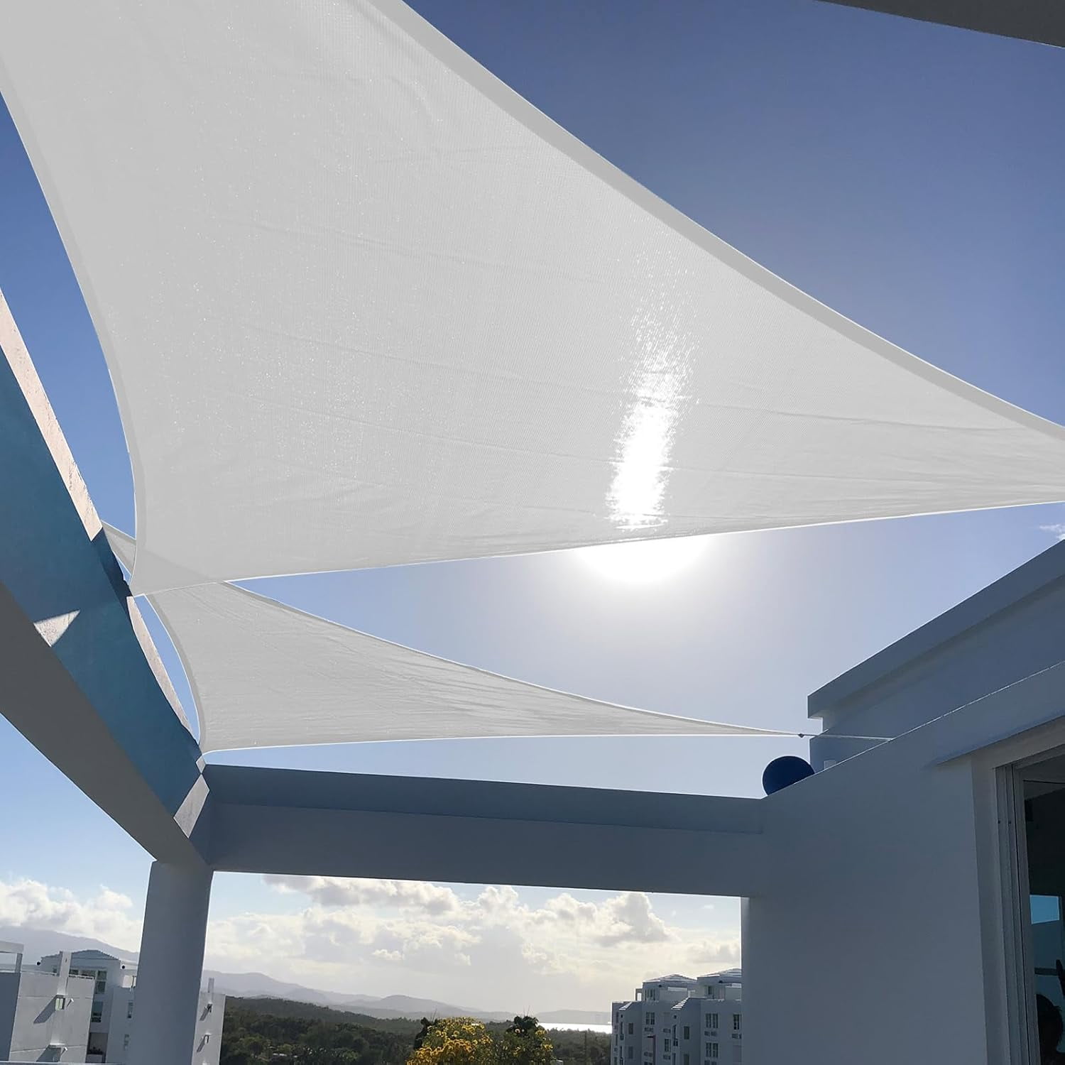 Triangle Sun Shade Sail 10'x10'x10' Light Grey UV Block for Backyard ...