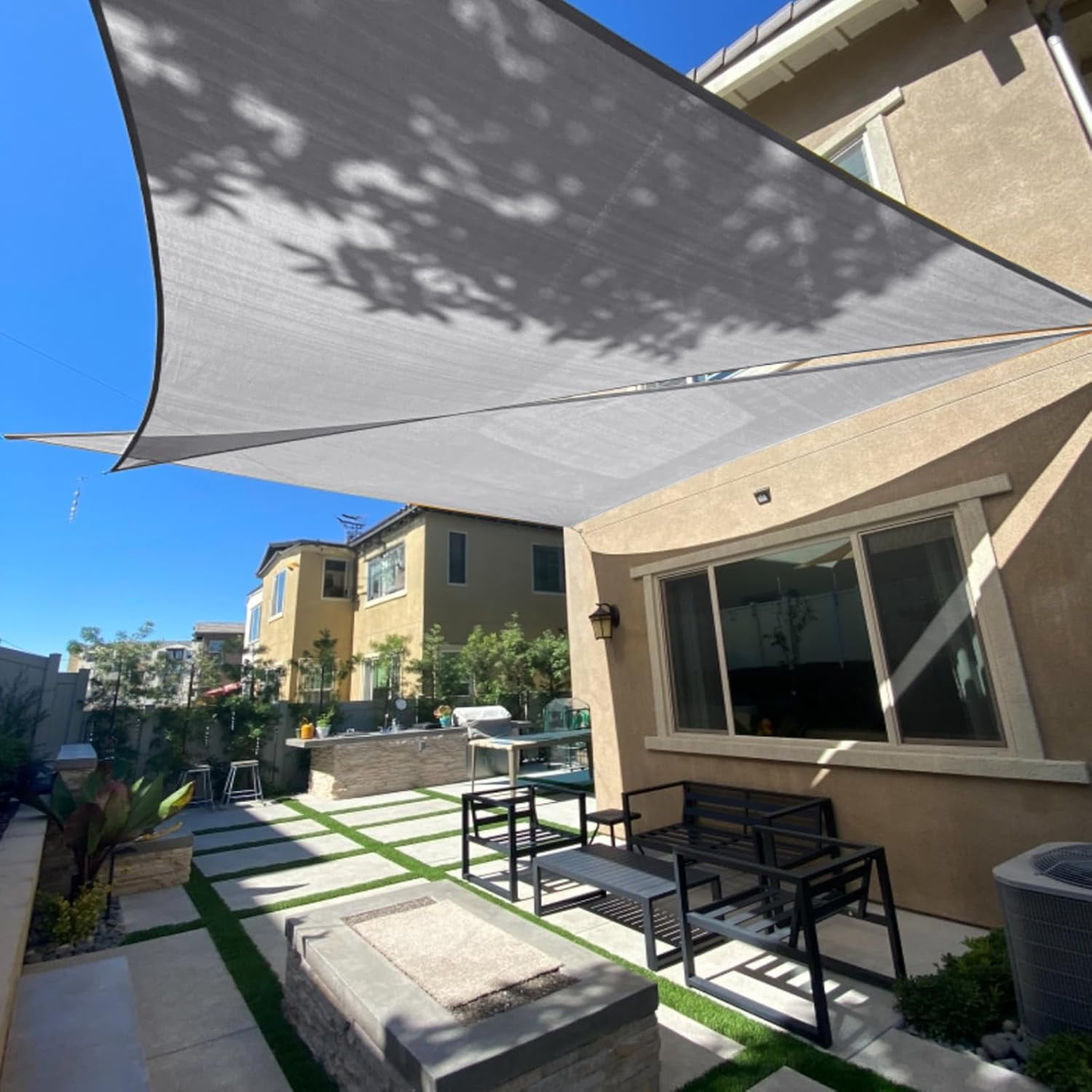 Triangle Sun Shade Sail 13' X 13' X 13' Silver Canopy Sail Shade Cover ...