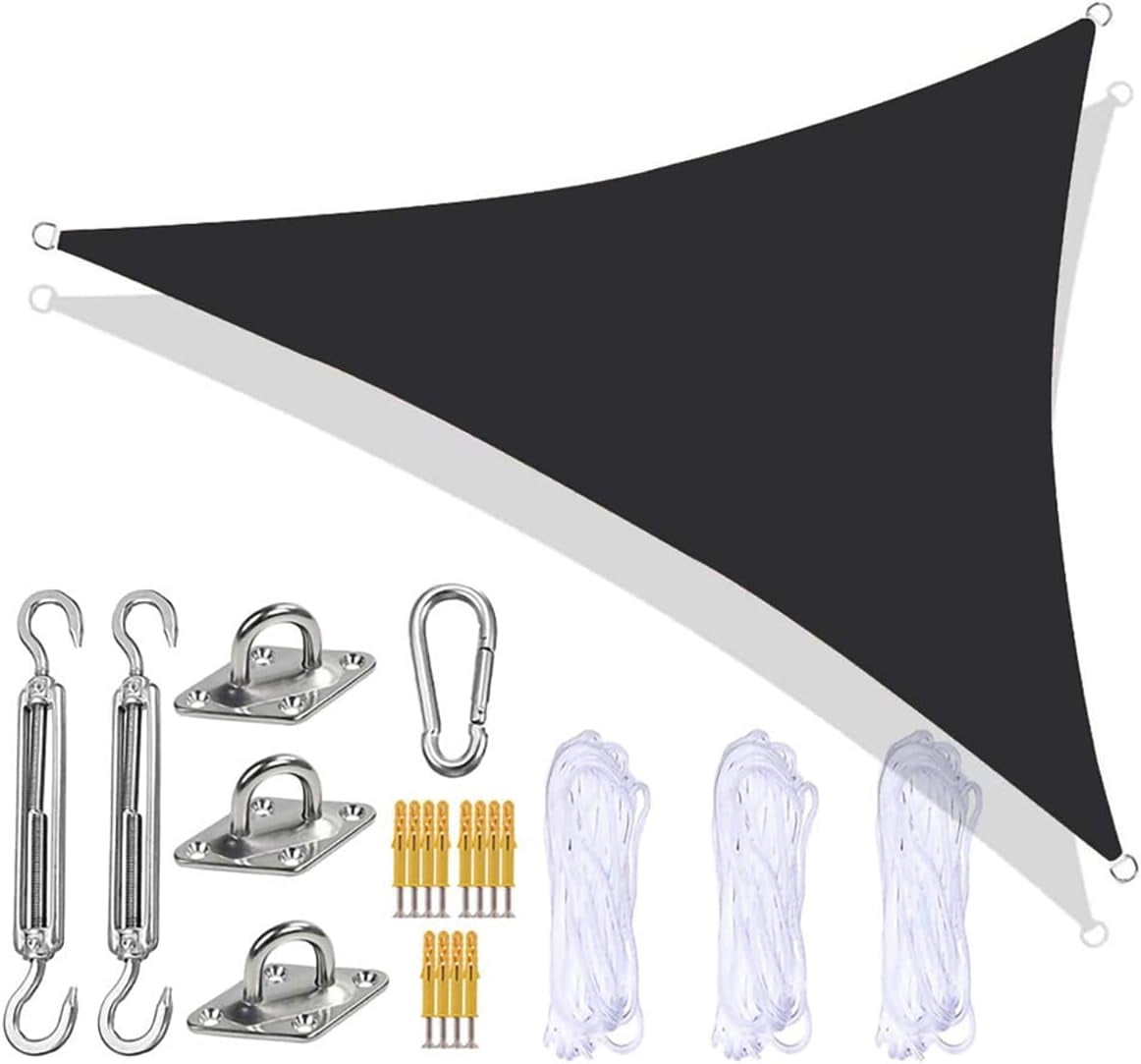 Triangle Sun Shade Sail with Fixing Kit, 95% UV Block Polyester ...