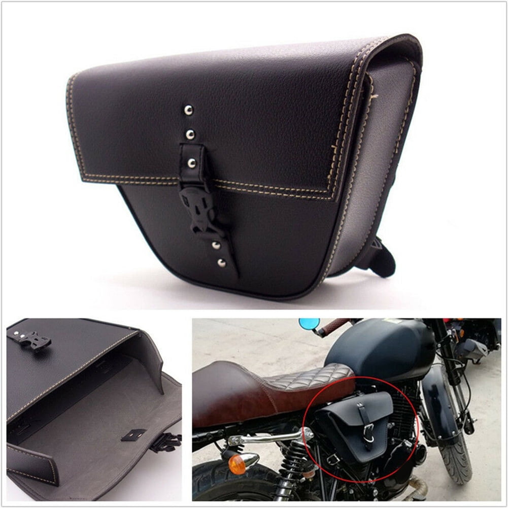 Triangle Synthetic Leather Motorcycle Side Saddle Bag For Cafe Racer ...