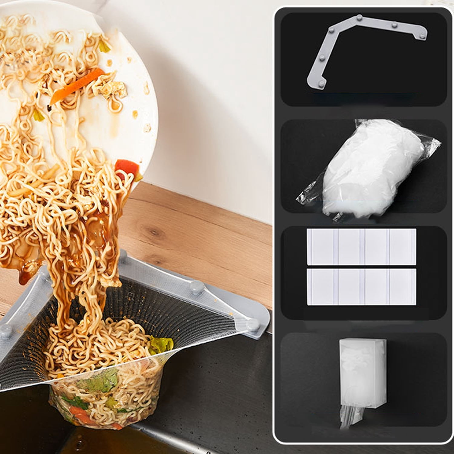 Triangle Tri-Holder Filter with 50 pcs Sink Strainer Bag, Corner Sink ...