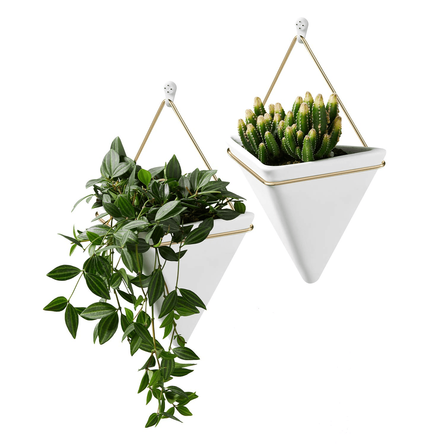 Triangle Wall Planter Indoor, Set of 2 Ceramic Hanging Wall Planter ...