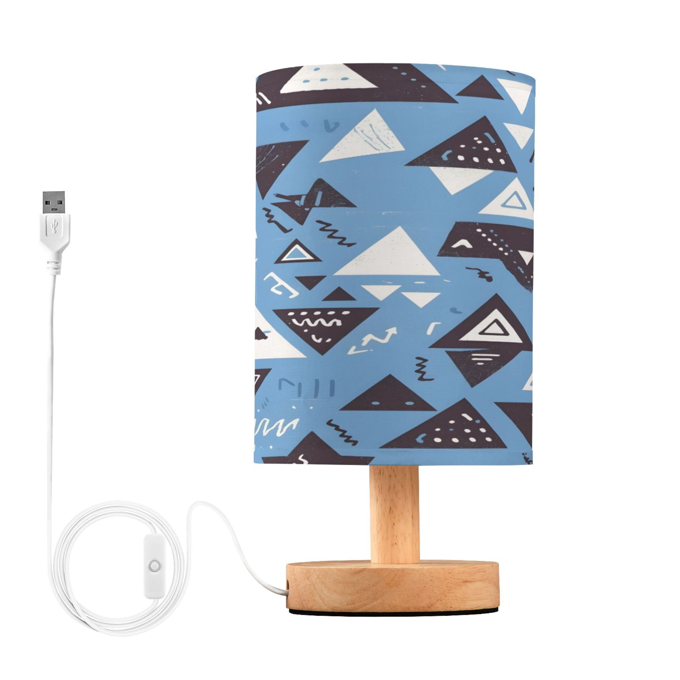 Triangle and Line Geometry Bedside Table Lamp Desk Warm Lights with USB ...