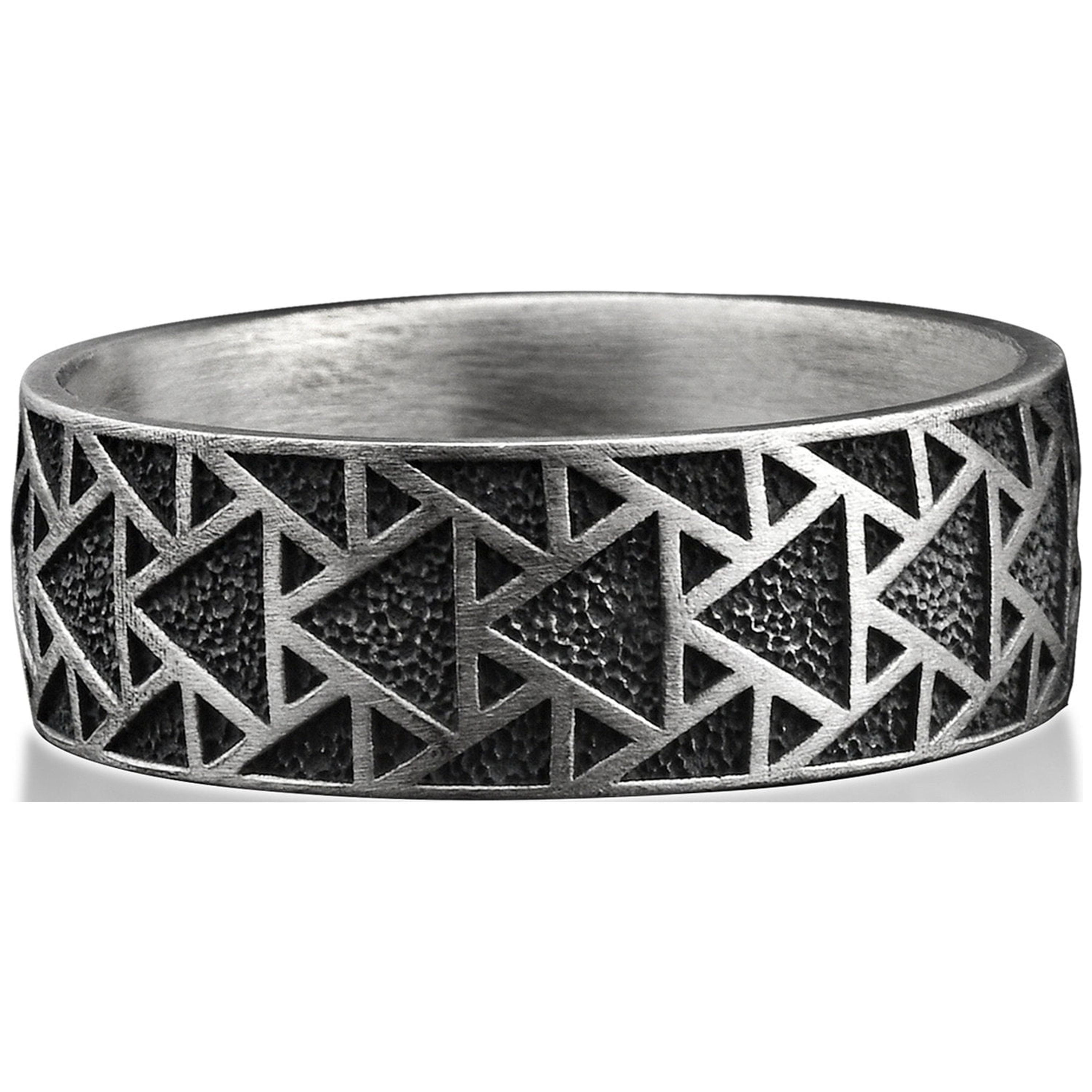 Triangles Handmade Sterling Silver Band Ring for Men, Triangles Wedding ...