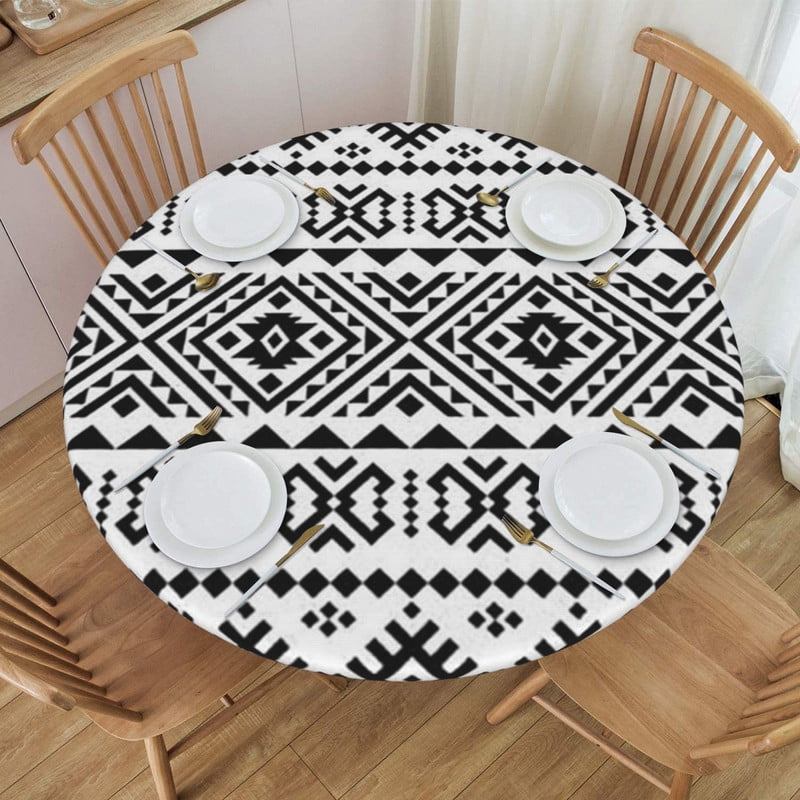Triangles Squares Modern Black and White Farmhouse Tablecloth for ...