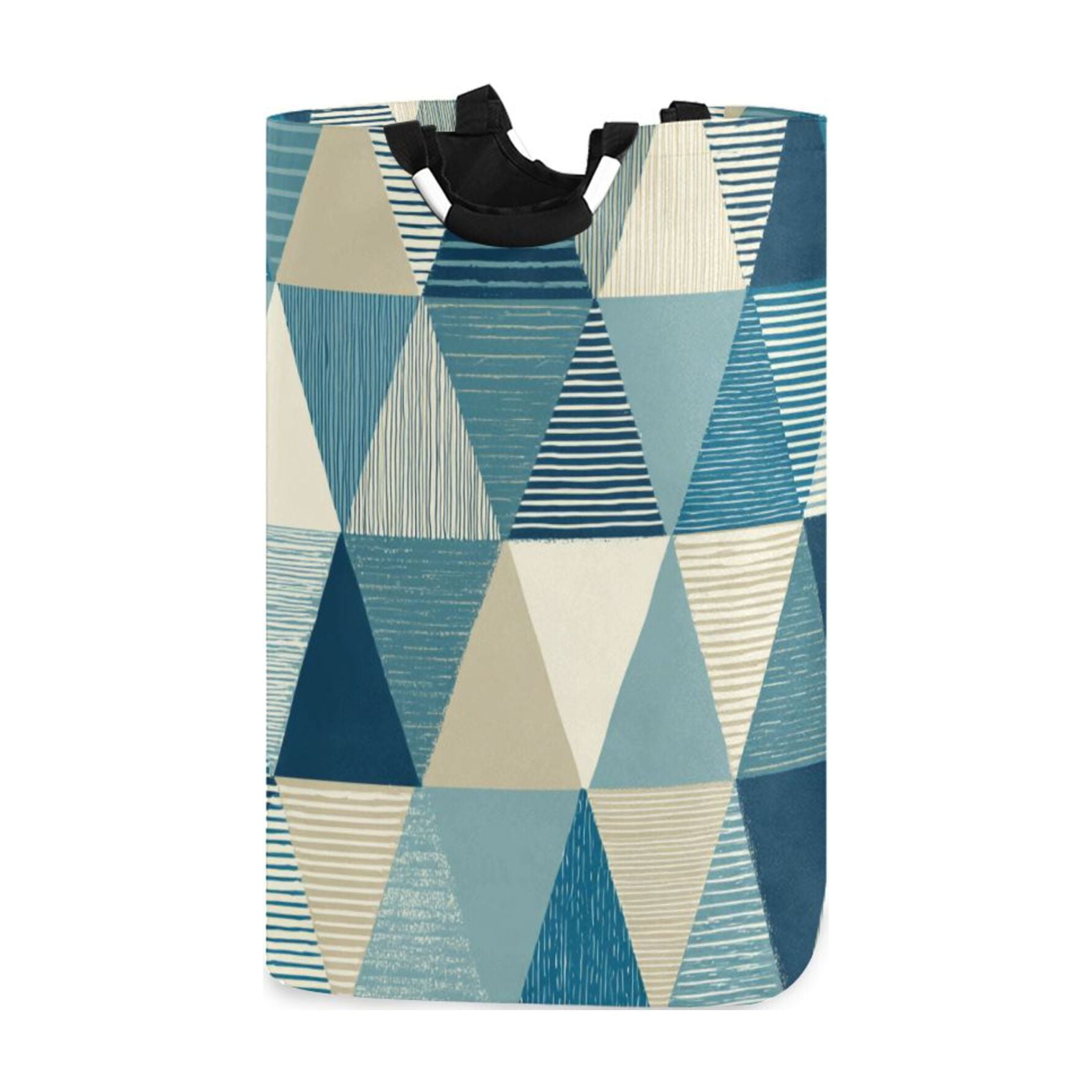 Triangles with Stripes Laundry Basket with Handles Foldable Laundry ...