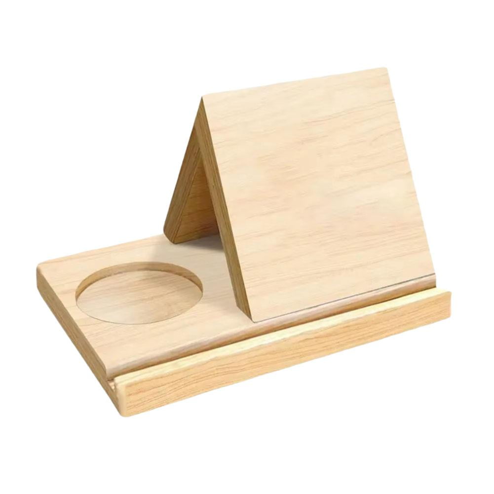 Triangular Bookmark Holder Wooden Reading Stand with Cup Holder~ B1M8 ...