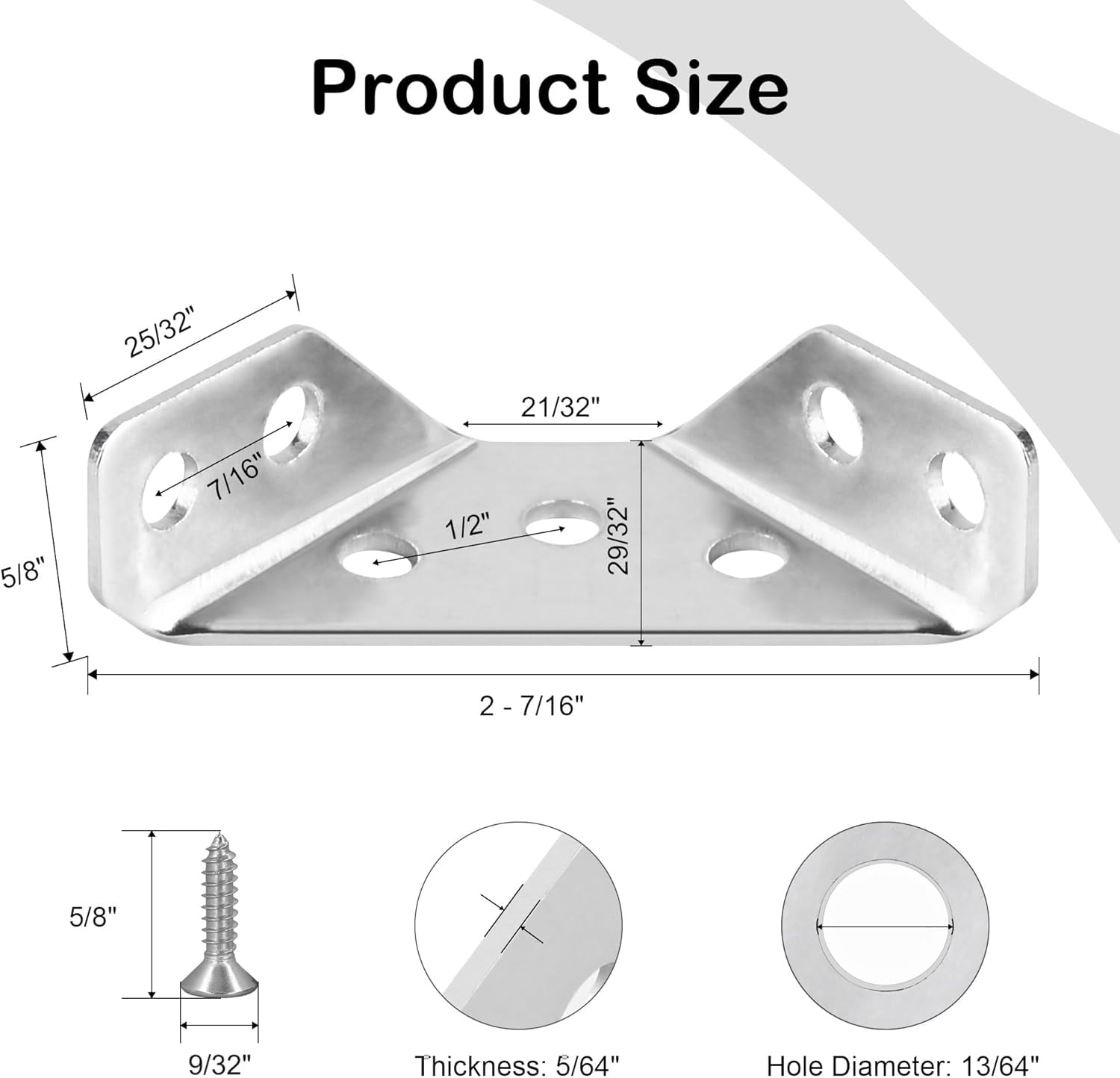 Triangular Corner Braces 24-Pack, Stainless Steel Furniture Support ...