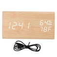 Triangular Digital Wooden Clock Time Date Temperature Humidity Display
