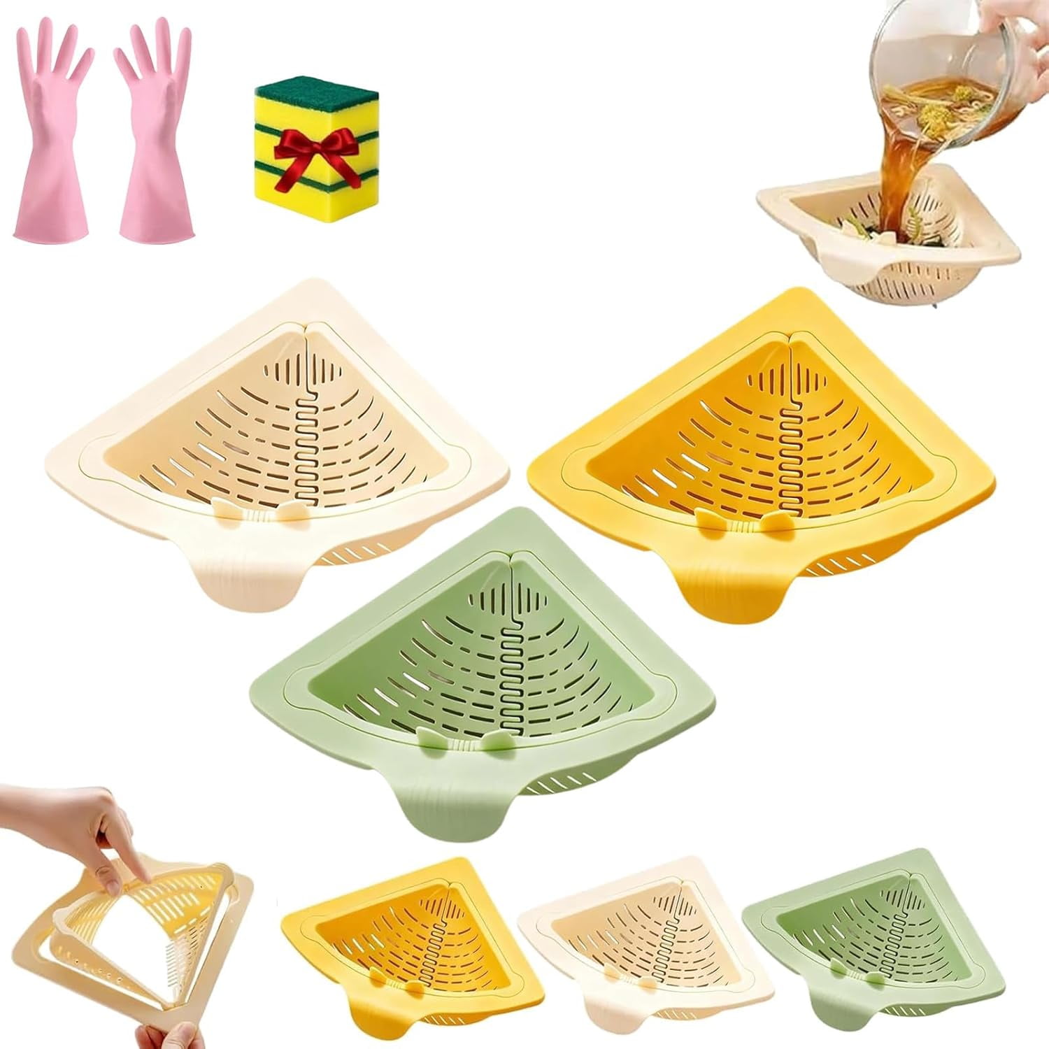 Triangular Drain Basket, 2026 New Kitchen Sink Drain Basket, Magnetic ...