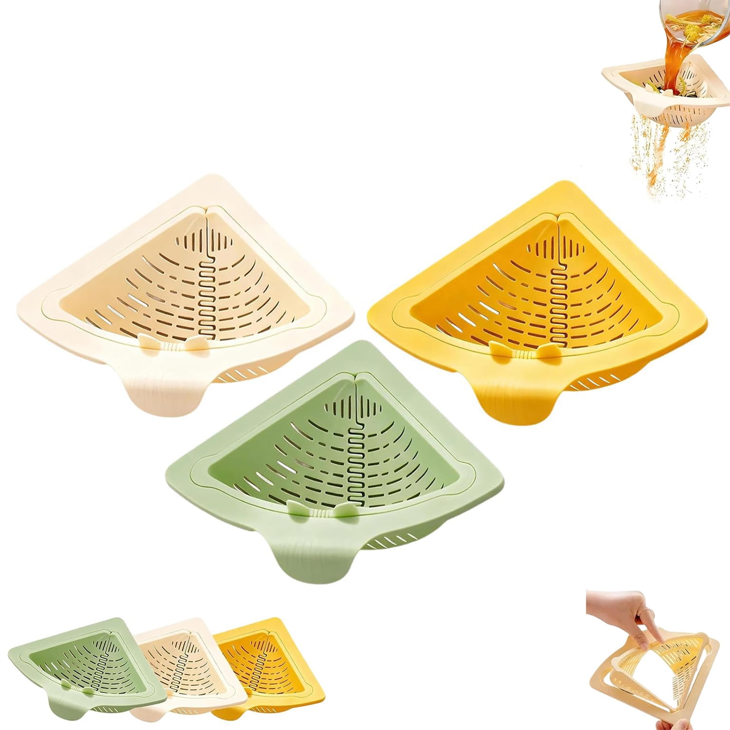 Triangular Drain Basket | Magnetic Corner Basket for Kitchen Sink ...