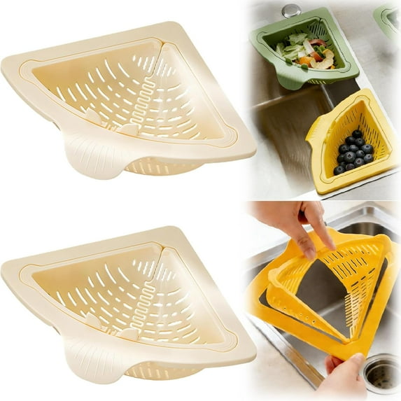 Triangular Drain Basket , Sink Corner Drying Rack& Filter Basket with ...
