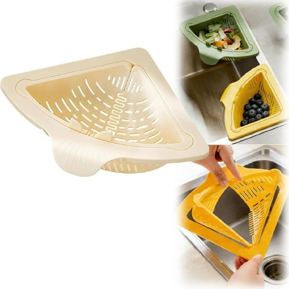Triangular Drain Basket , Sink Corner Drying Rack& Filter Basket with ...