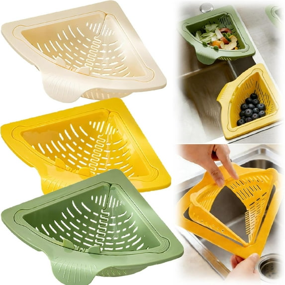 Triangular Drain Basket , Sink Corner Drying Rack& Filter Basket with ...