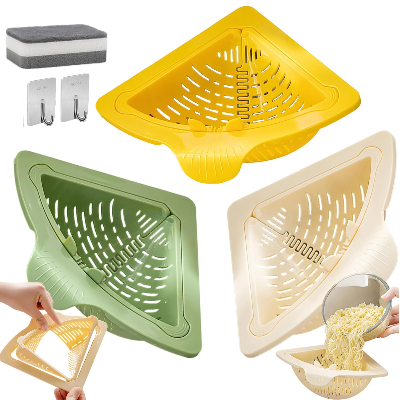 Triangular Draining Basket, 2026 Upgraded Magnetic Drainage & Filter ...