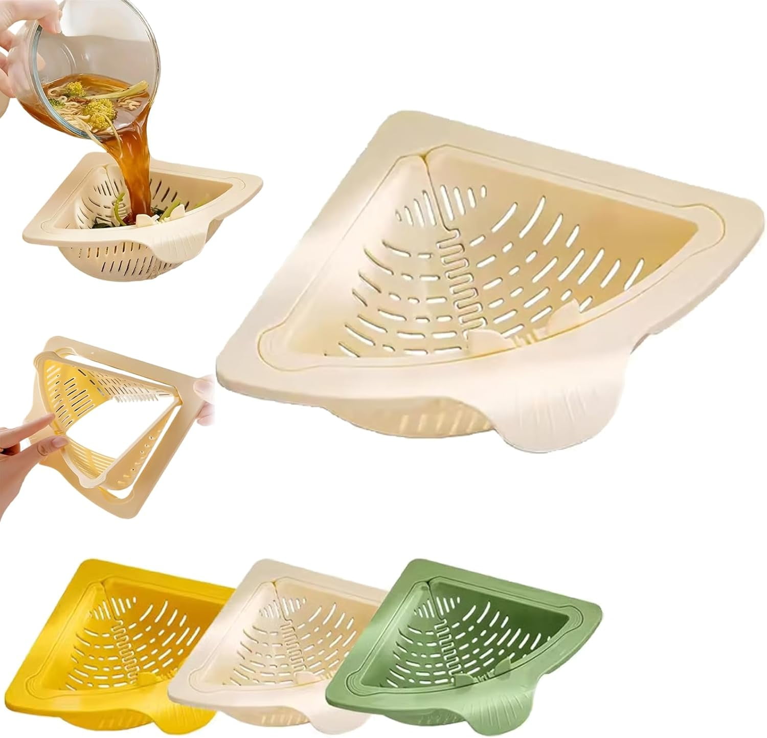 Triangular Draining Basket for Sink, Magnetic Corner Sink Strainer with ...