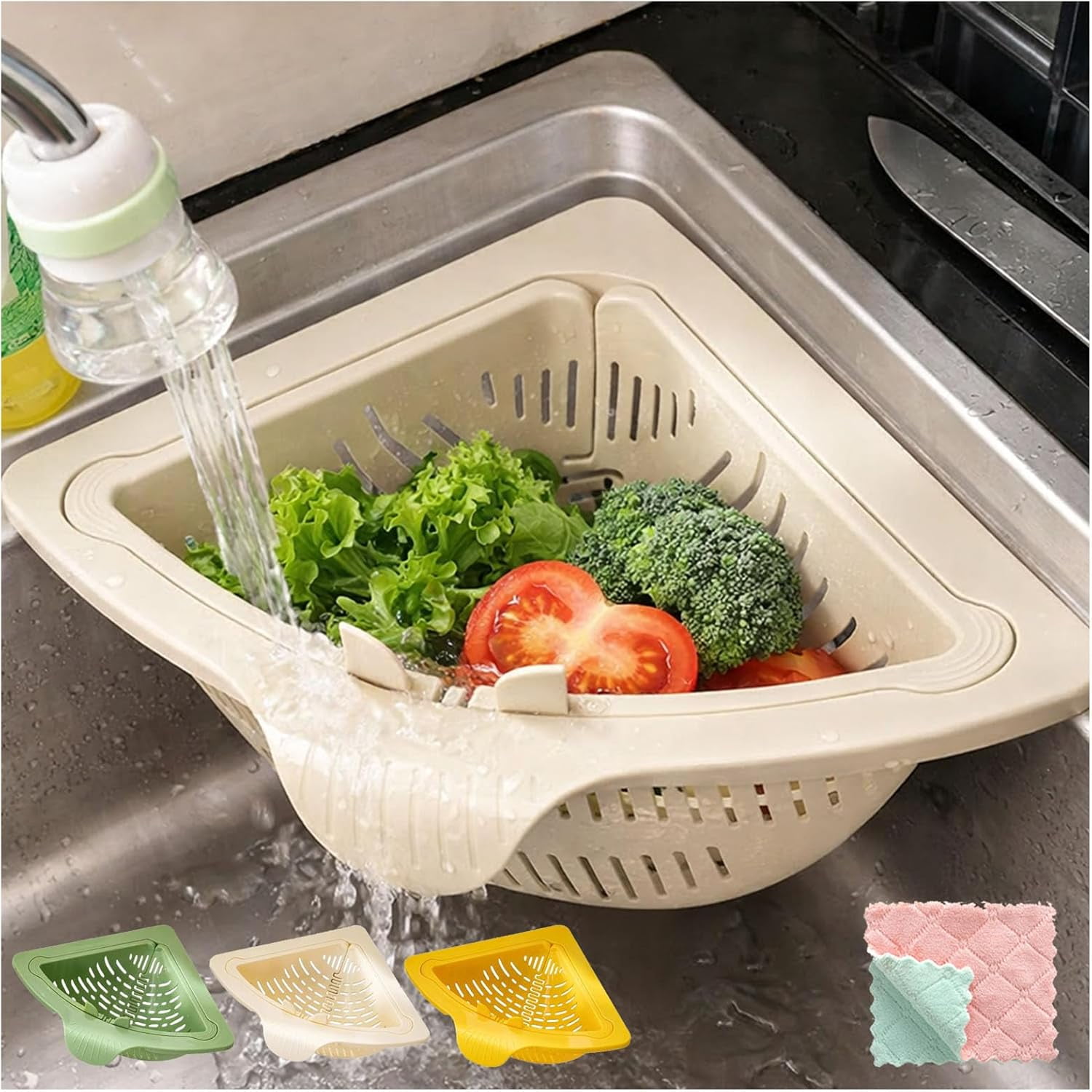 Triangular Draining Baskets for Kitchen Sink, Magnetic Triangular ...