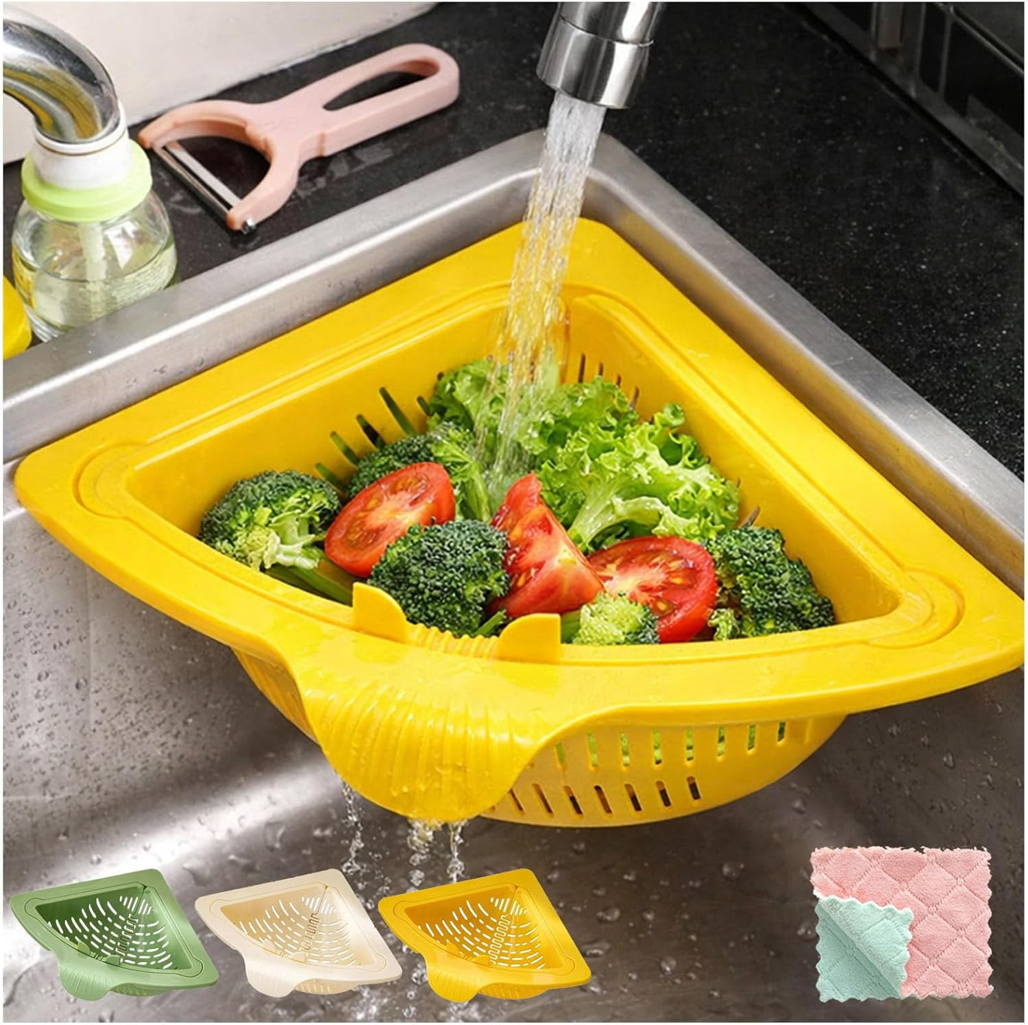 Triangular Draining Baskets for Kitchen Sink, Magnetic Triangular ...
