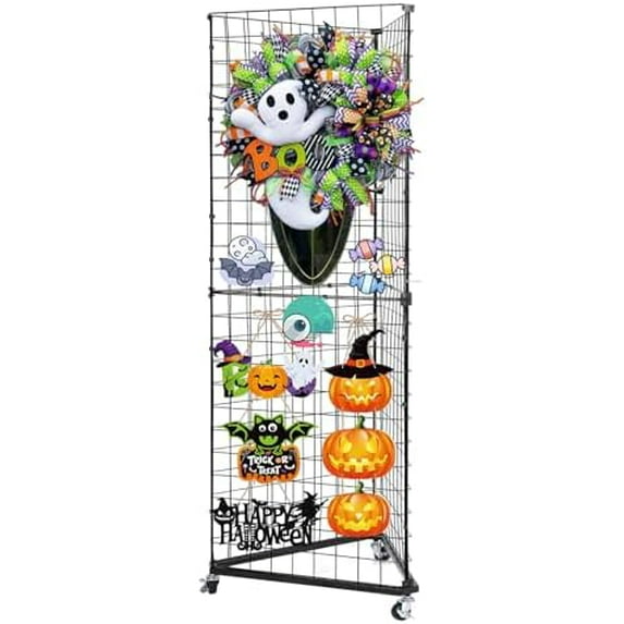 Triangular Gridwall Panel Display Stand, 3-Sided Grid Tower with Base ...