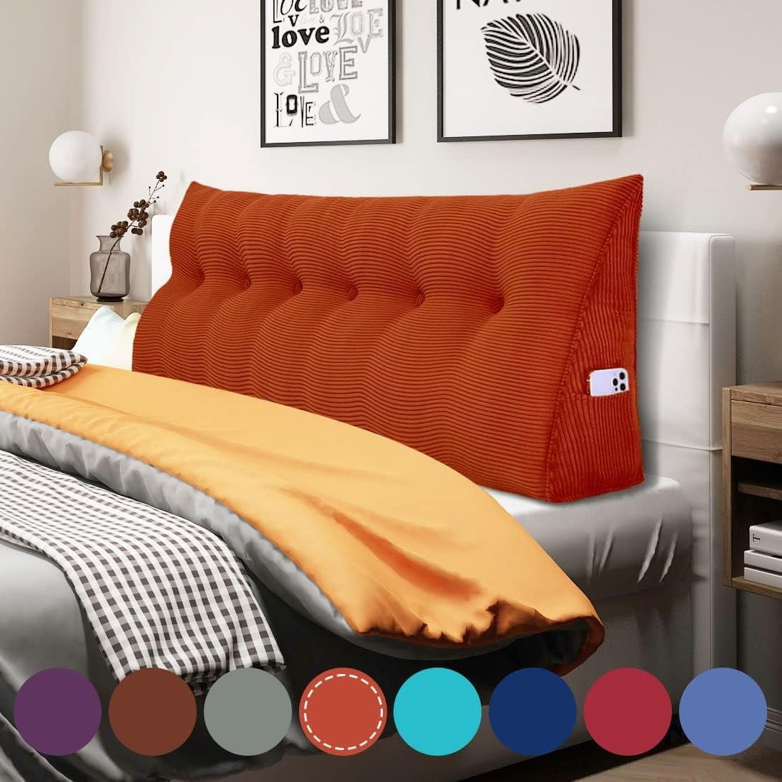 Triangular Headboard Pillow Bed Wedge Pillow for Headboard Large ...