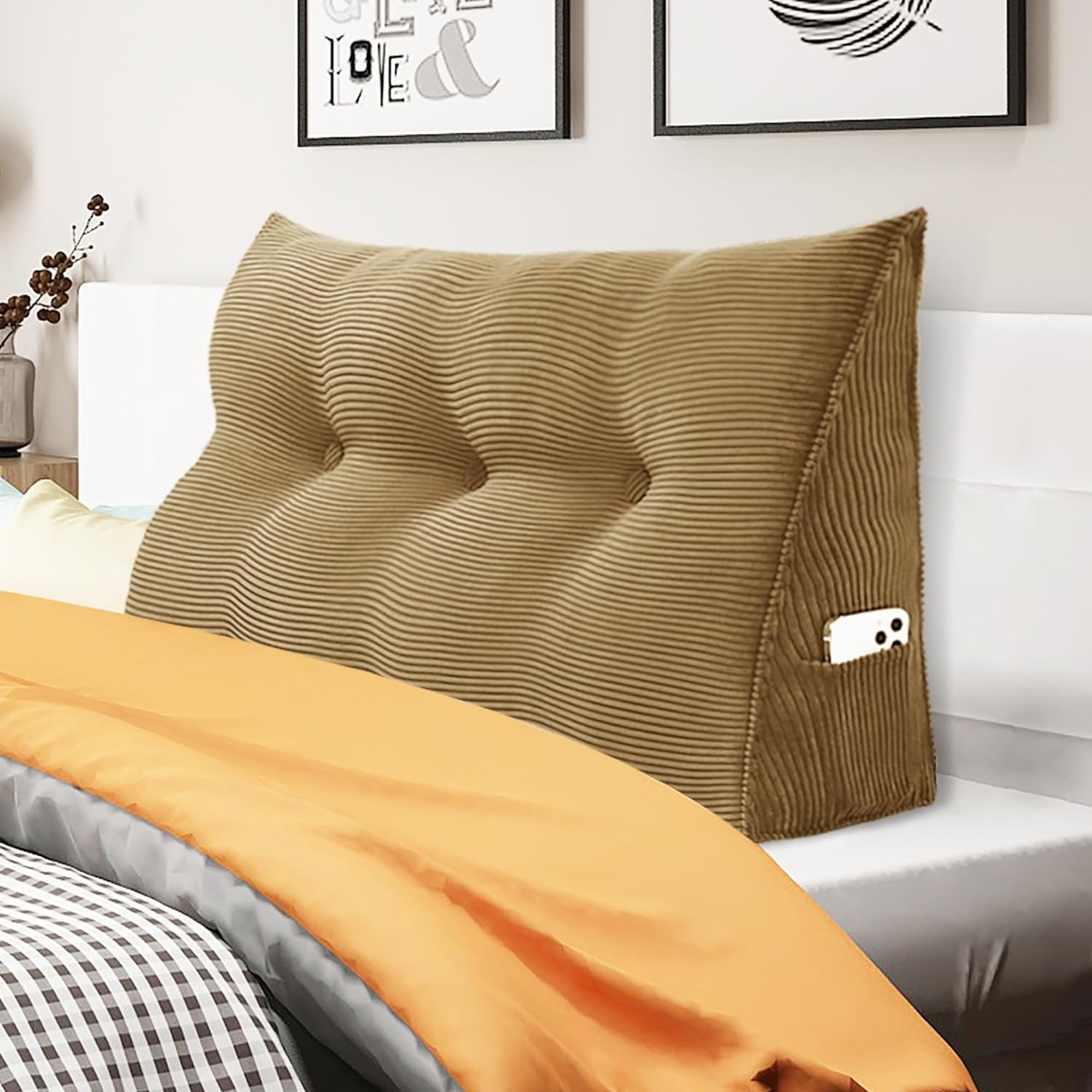 Triangular Headboard Pillow Twin Bed Wedge Pillow for Headboard Large ...