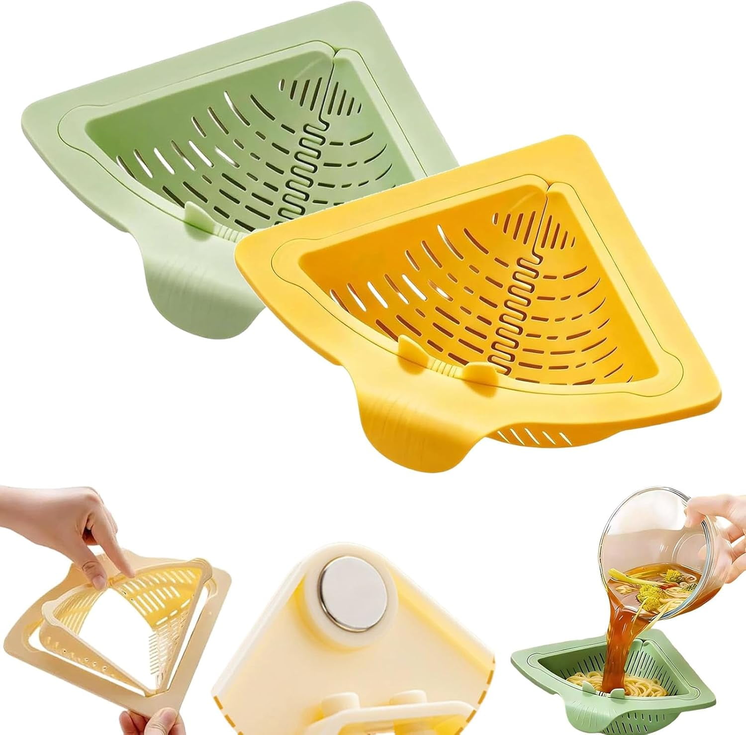 Triangular Magnetic Drain Basket, 2-Pack Magnetic Drainage & Filter ...