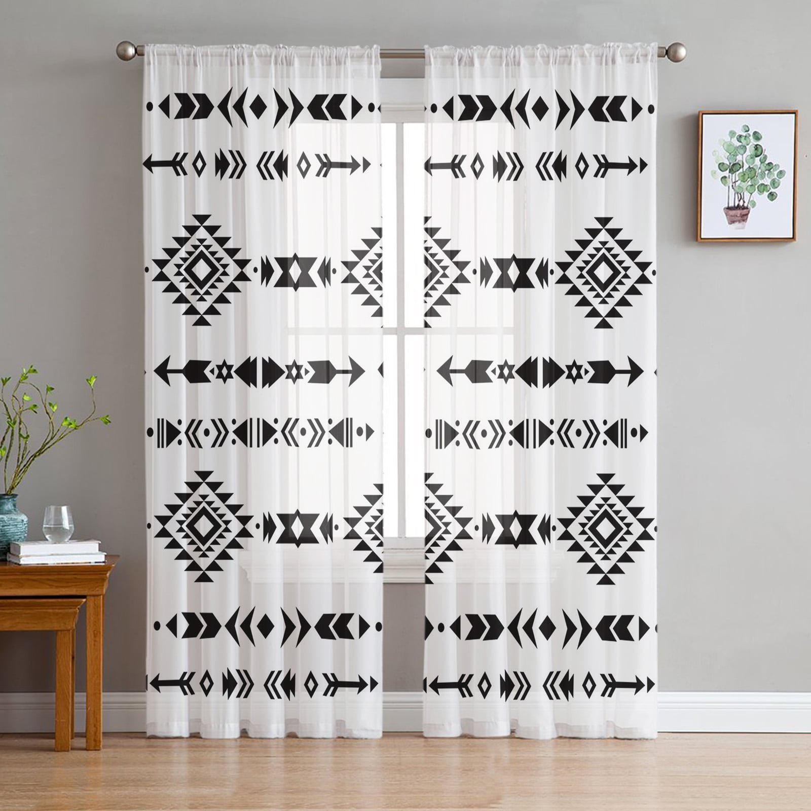 Triangular Mountain Shape Modern Tulle Curtains for Living Room Bedroom ...