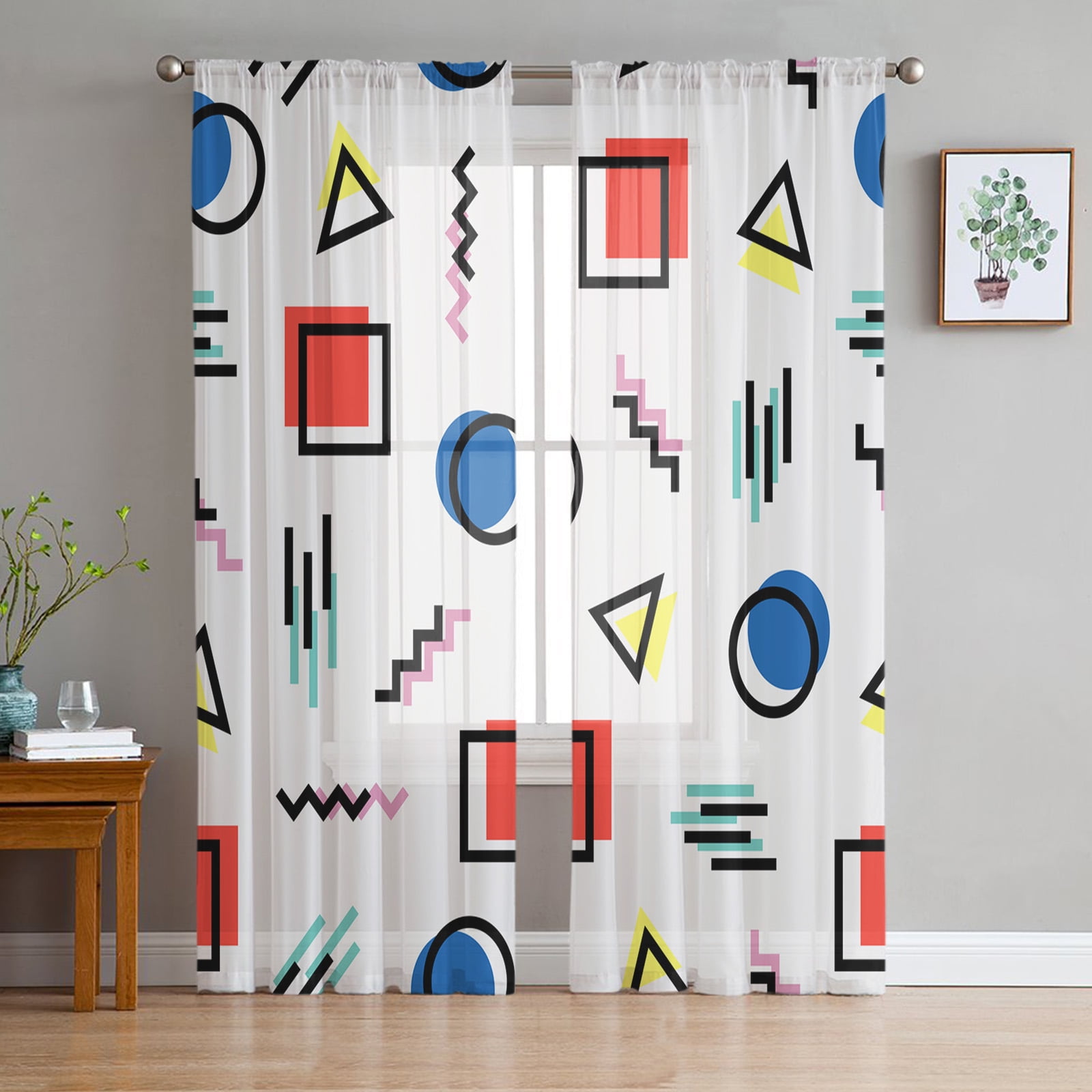 Triangular Mountain Shape Modern Tulle Curtains for Living Room Bedroom ...