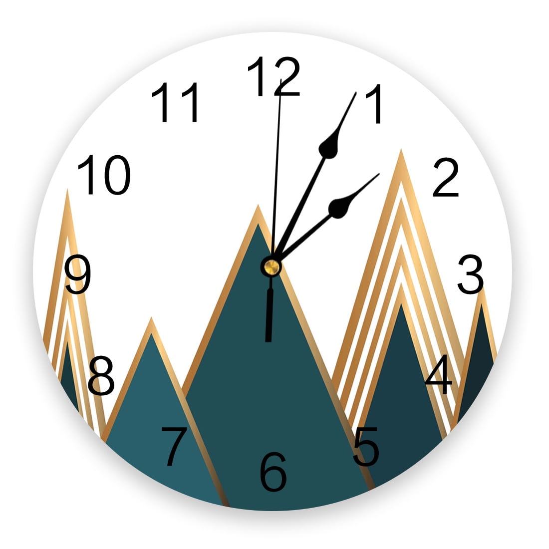 Triangular Mountain Shape Print Wall Clock Wall Art Silent Non ticking ...