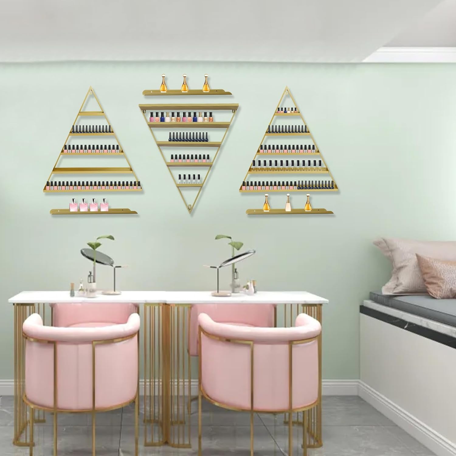 Triangular Nail Polish Display Rack Wall-Mounted,5 Tiers Metal Free ...