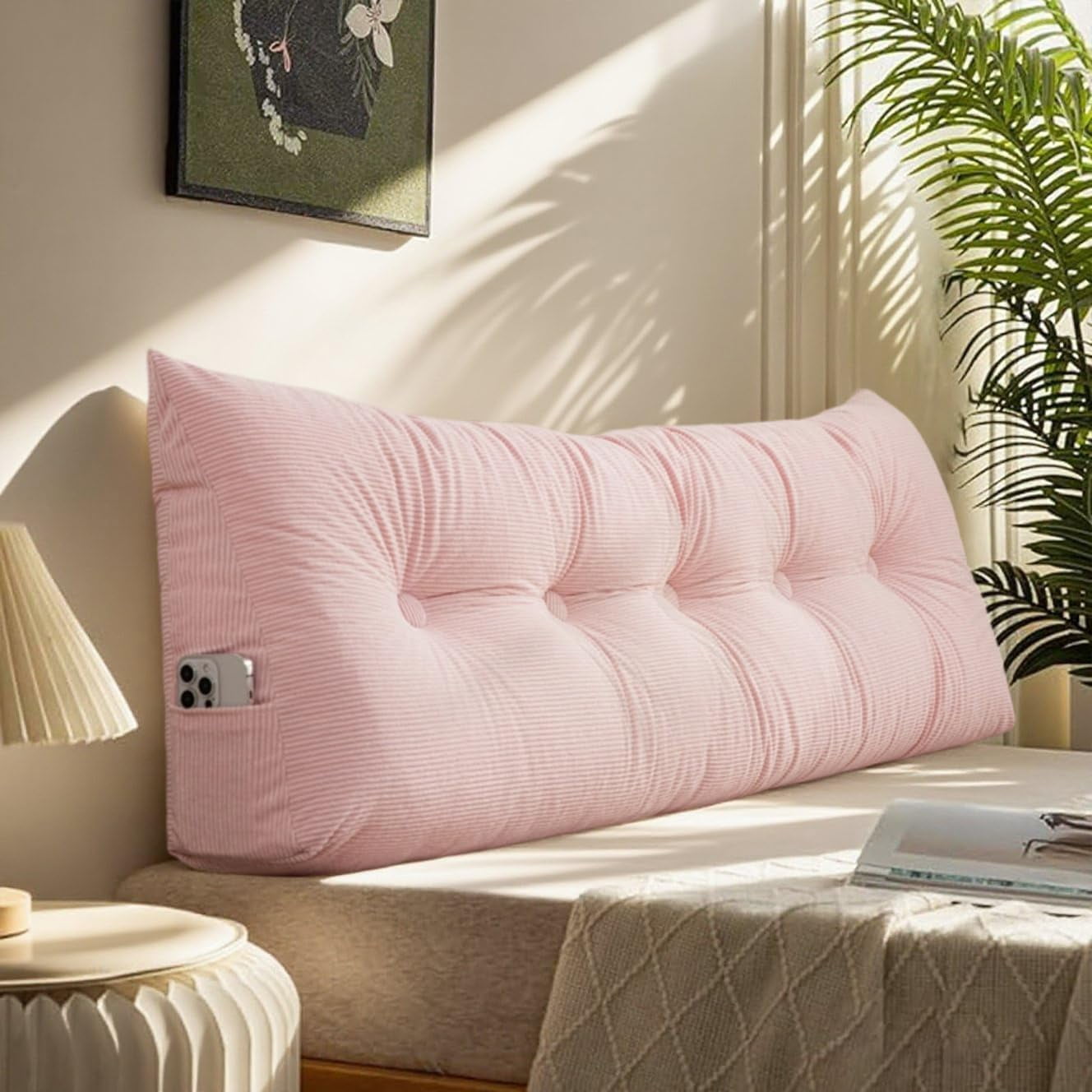 Triangular Pillow Headboard Twin XL, 39IN Bolster Cushion Bed Bolster ...