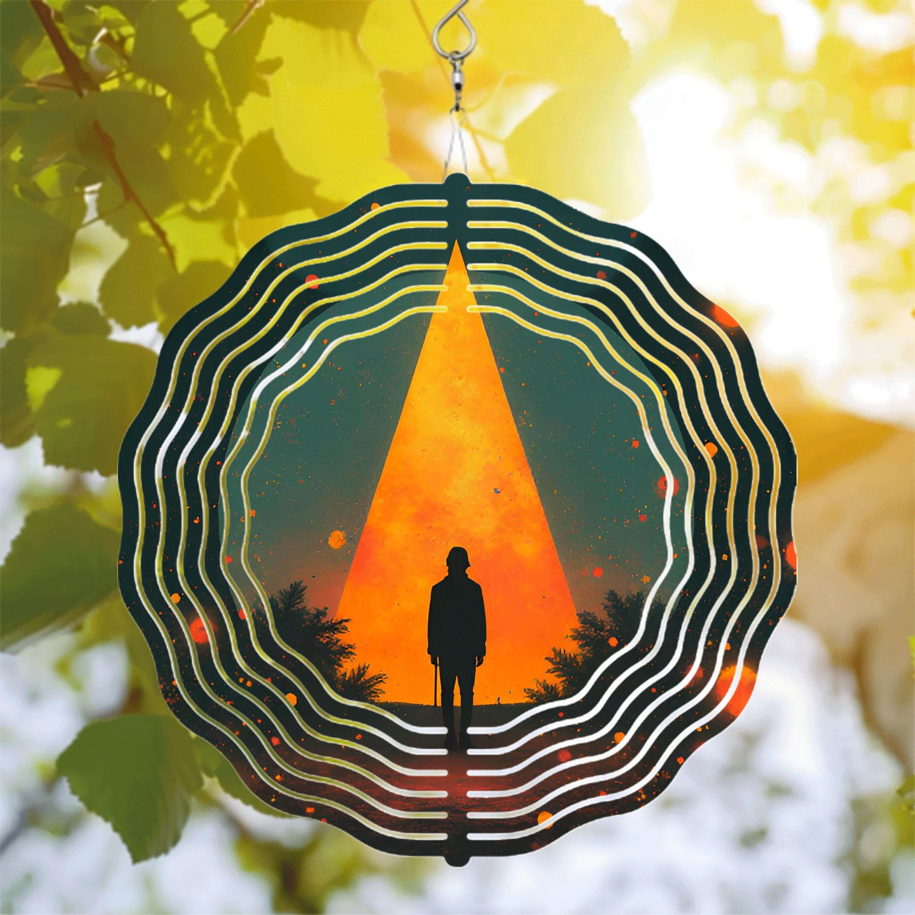 Triangular Radiant Metal Wind Spinner - Stunning Concentric Wave Design ...