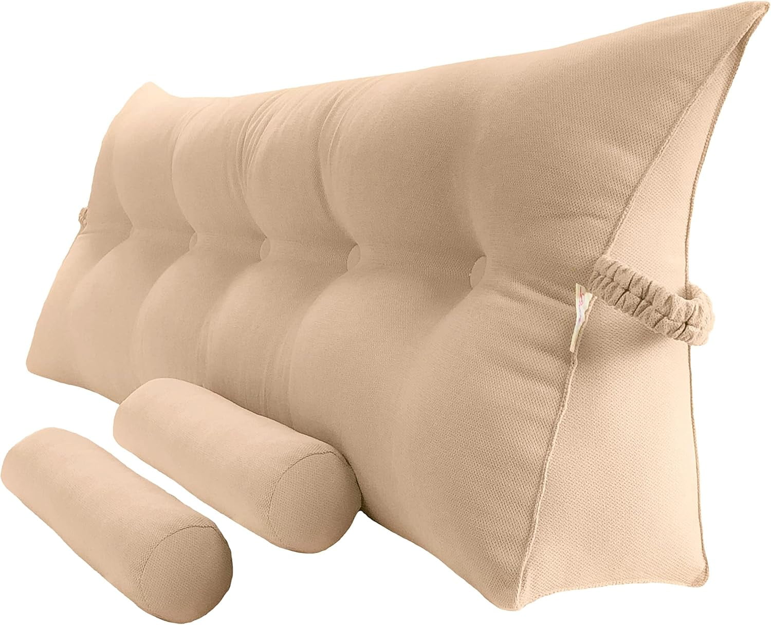 Triangular Reading Bed Rest Pillow Large Bolster Cushion Headboard ...