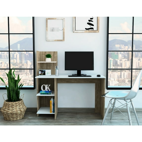 Triangular Shaped Computer Table+White Wood Tone"-"Small Office+Unique ...