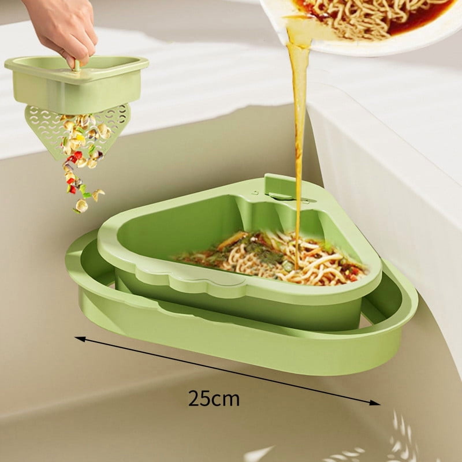 Triangular Sink Strainer Basket | Double-Layer Corner Drain Filter ...