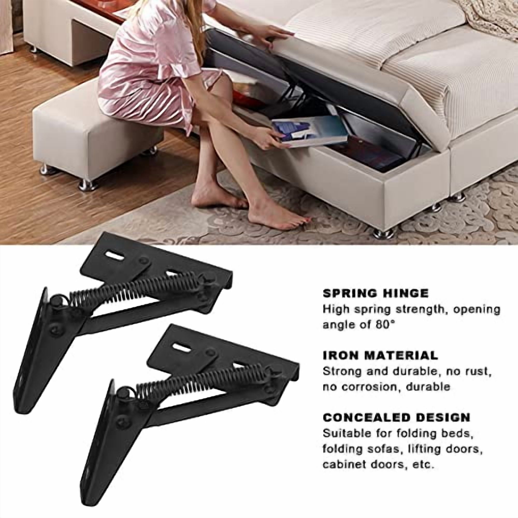 Triangular Spring Hinge, Black Iron, Simple Style, Black Finish, for ...