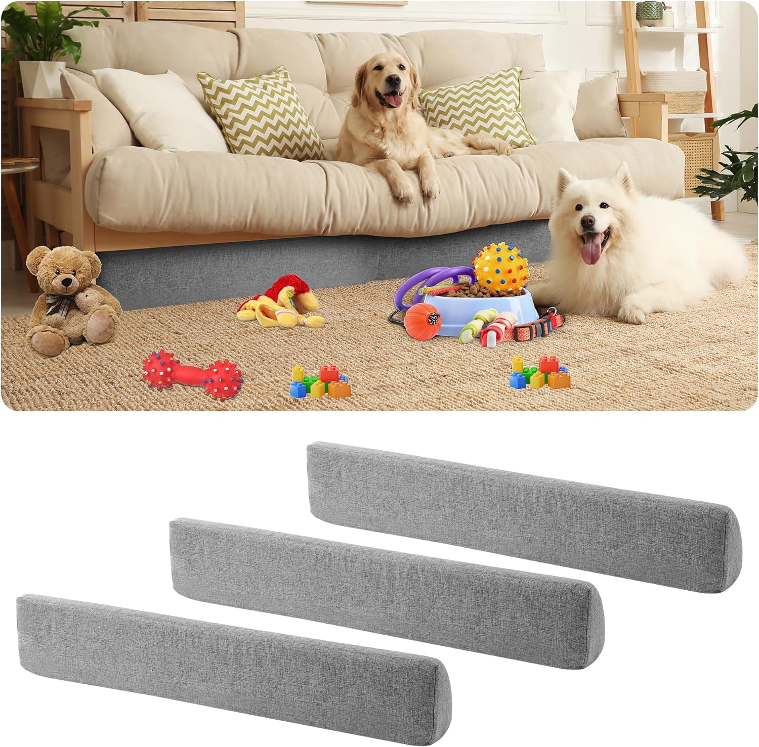 Triangular Toy Blocker for Under Furniture, Under Couch Blocker, Under ...
