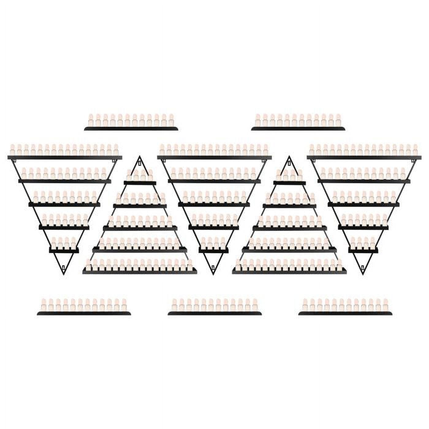 Triangular Wall Mounted Nail Polish Display, 5 Metal Tiers, Open Shelves for Essential Oil ...