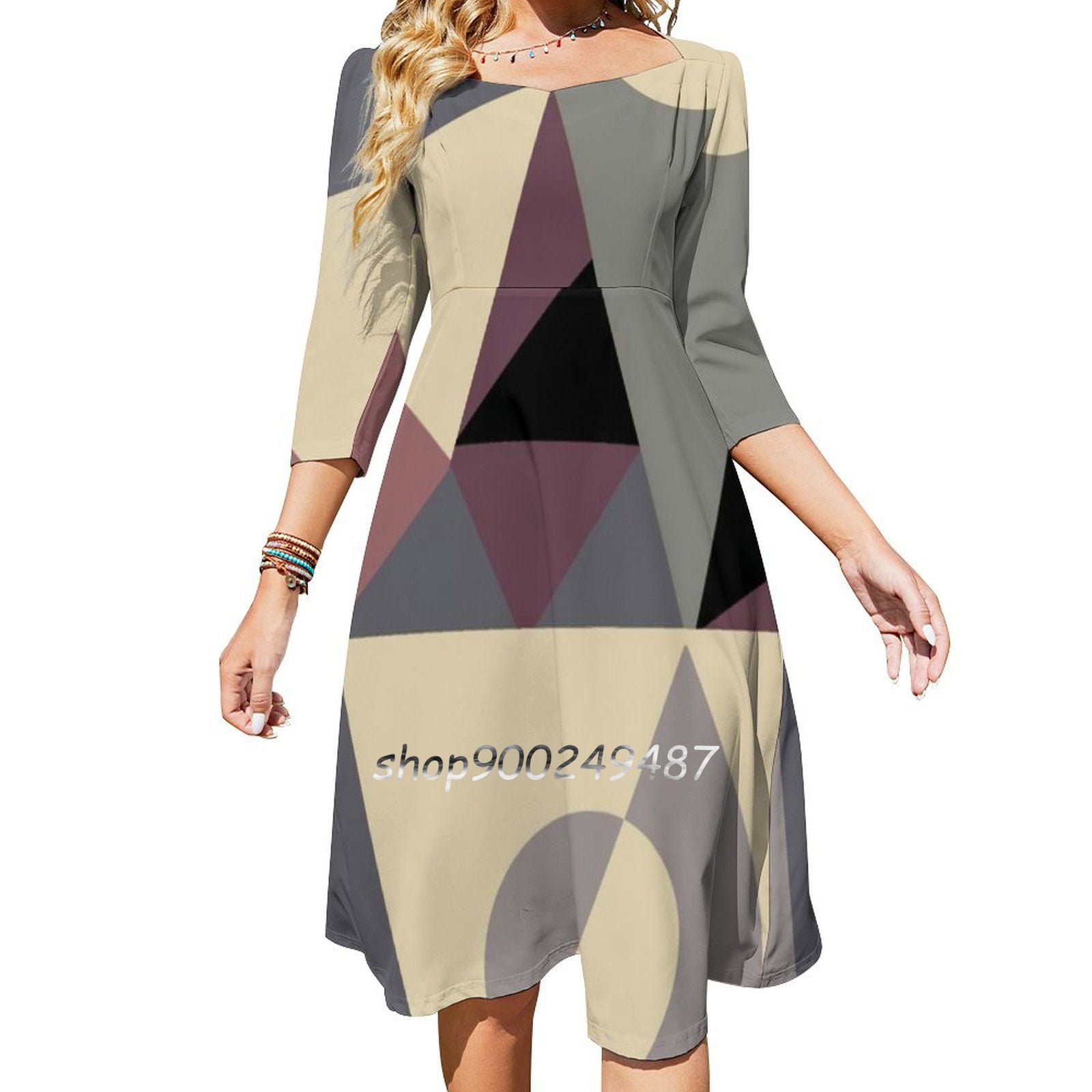 Triangulation I Sweetheart Knot Flared Dress Fashion Design Large Size ...