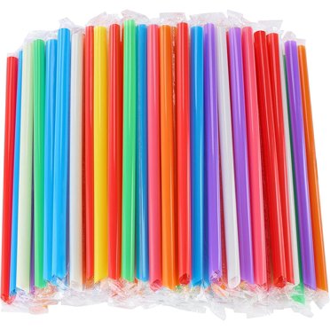 Topboutique 100 Pcs Jumbo Smoothie Straws Boba Straws,Colorful ...