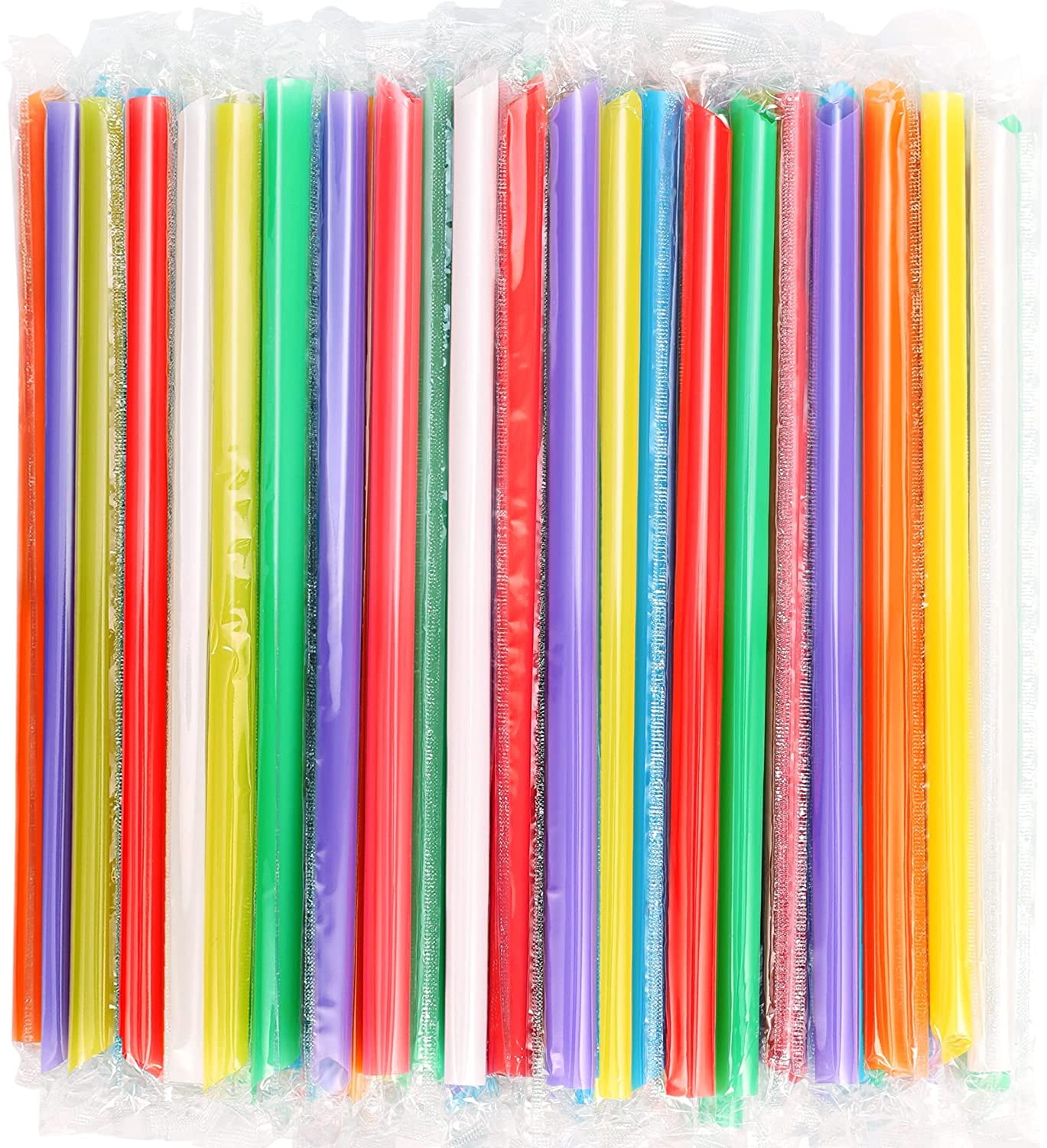 Triani 100 Pcs Multicolor Plastic Boba Drinking Straws, 0.43" Wide * 9. ...