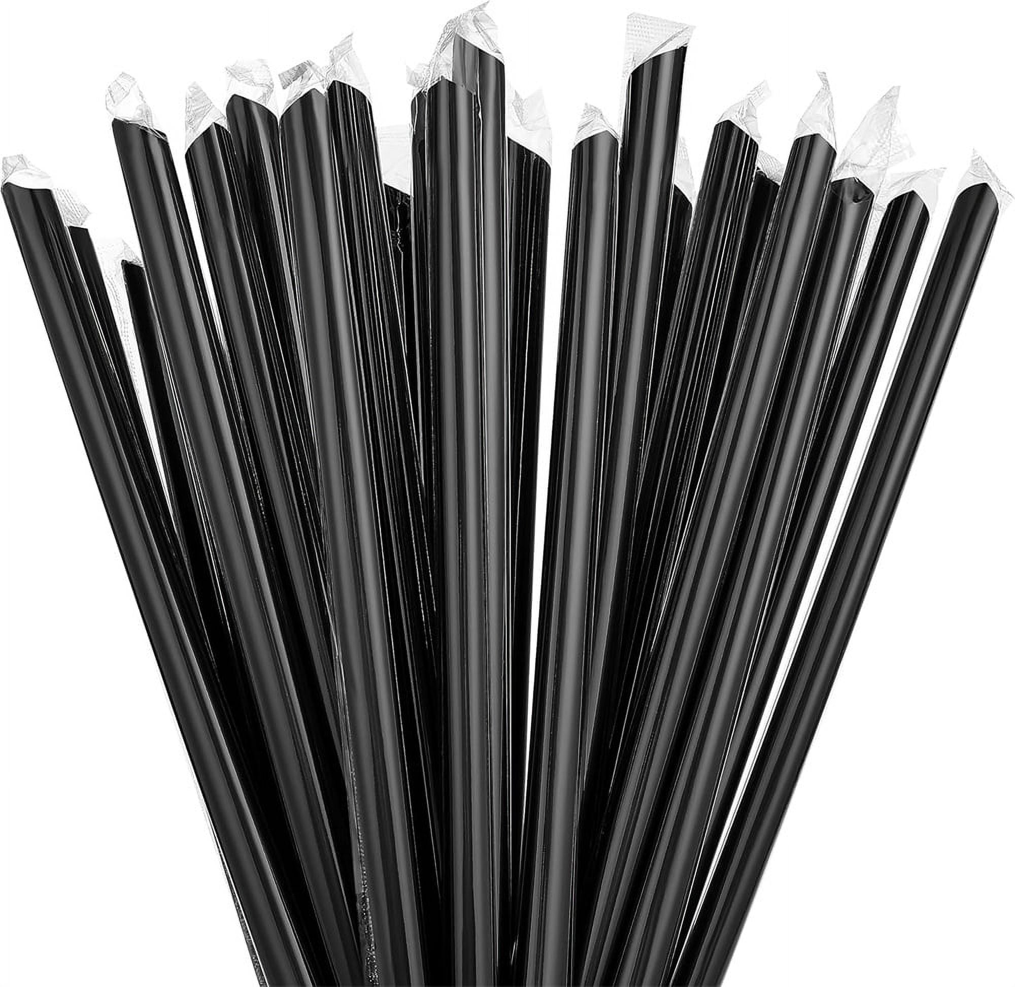 Triani 100Pcs 11mm Diameter Drinking Straws Individually Packaged Black ...