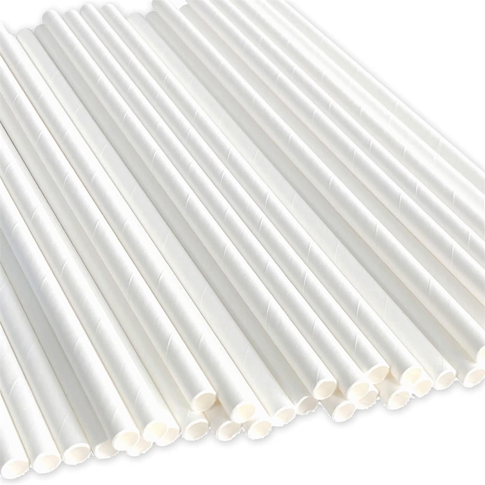 Triani 100Pcs Biodegradable Straws made of Paper 8 Inch Long White ...