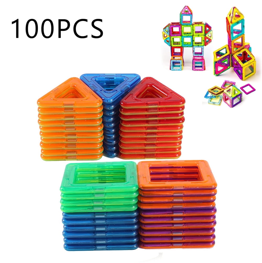 Triani 100Pcs Magnetic Building Tiles Blocks Toys for Kids Magnetic ...