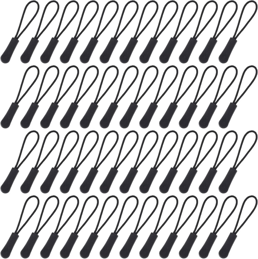 Triani 100Pcs Zipper Pulls Replacement Black Zipper Tab Tags Cord ...