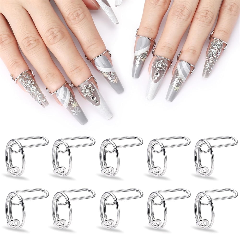 Triani 10Pcs Nail Ring Adjustable Reusable Removable Nail Rings Nail ...