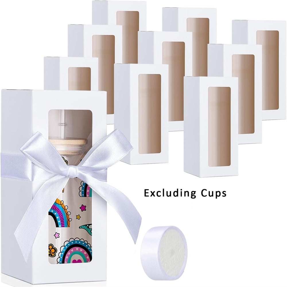 Triani 10Pcs Sublimation Glass Gift Boxes with Ribbon Sets Transparent ...