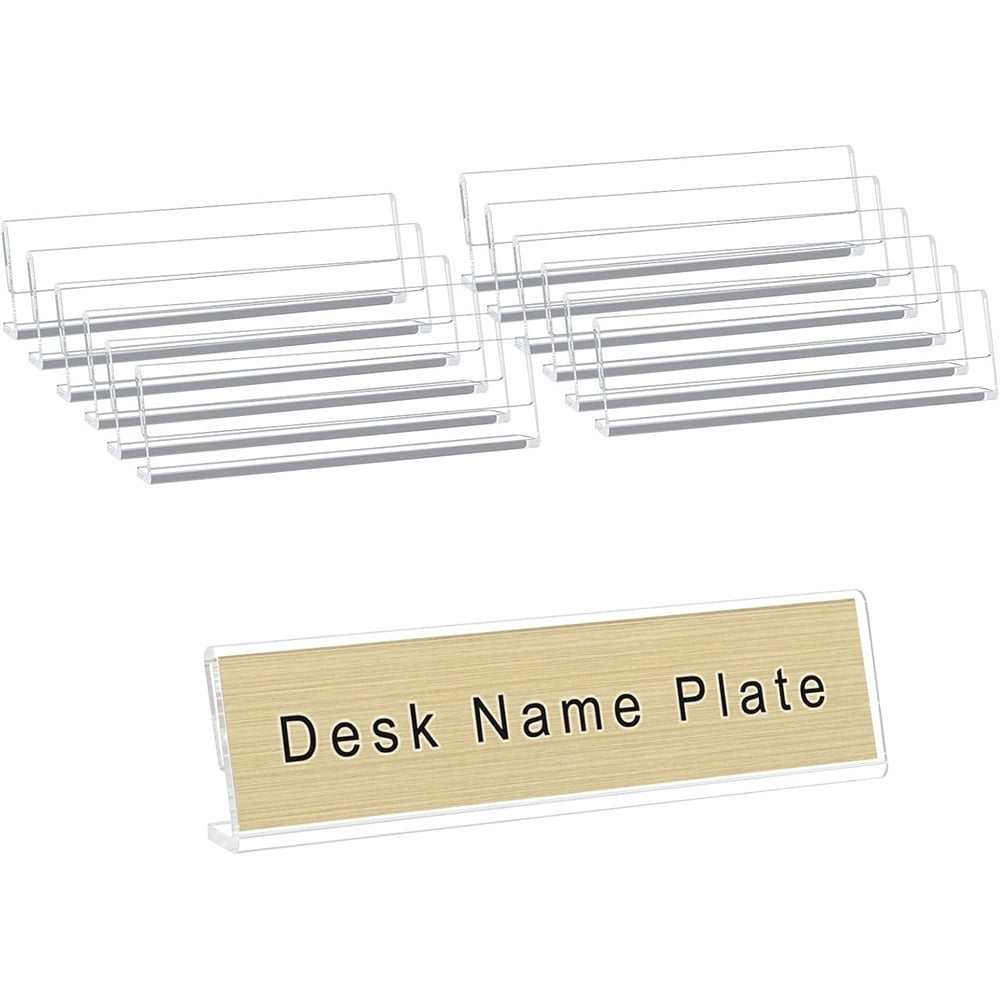 Triani 12 Pack 8"W x 2"H Acrylic Office Name Plates Name Labels Desk ...